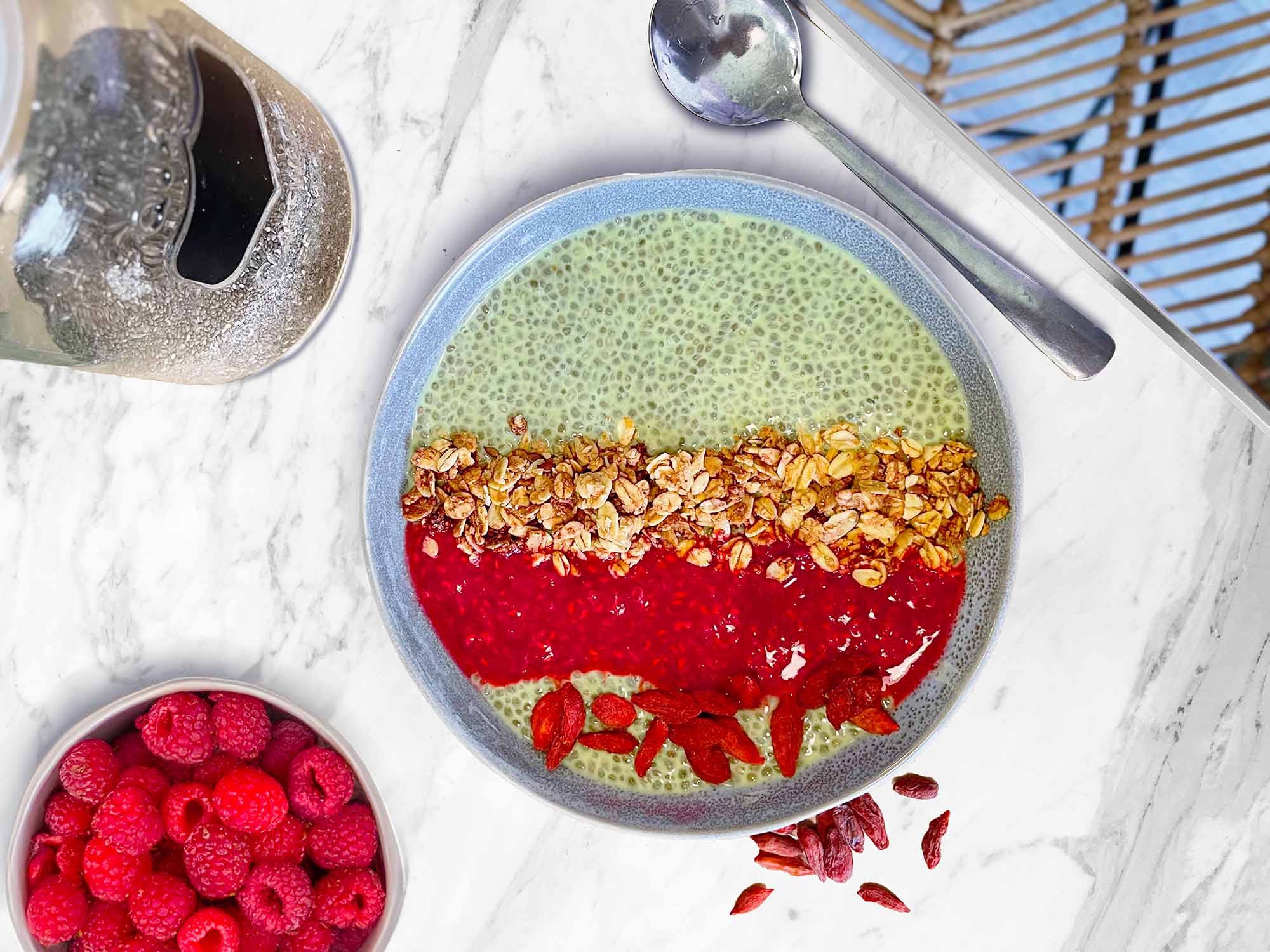 Raspberry Matcha Chia Pudding - Nautilus Plus | Nautilus Plus